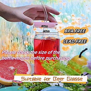 TERESRY 4 Pack Acrylic Lids for Glass Cups with Bamboo Lids and Straws, 2.75 inch/70 mm Acrylic Lids for 16 OZ Beer Can Cups with Wooden Lids, Replacement Canning Lids for 20 OZ Glass Cups