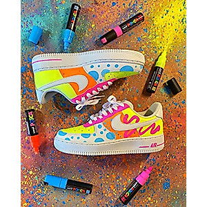 posca PC-7M Permanent Marker Paint Pens. Broad Bullet Tip for Art & Crafts. Multi Surface Use On Wood Metal Paper Canvas Cardboard Glass Fabric Ceramic Rock Pebble Stone Porcelain. Set of 8 Colours