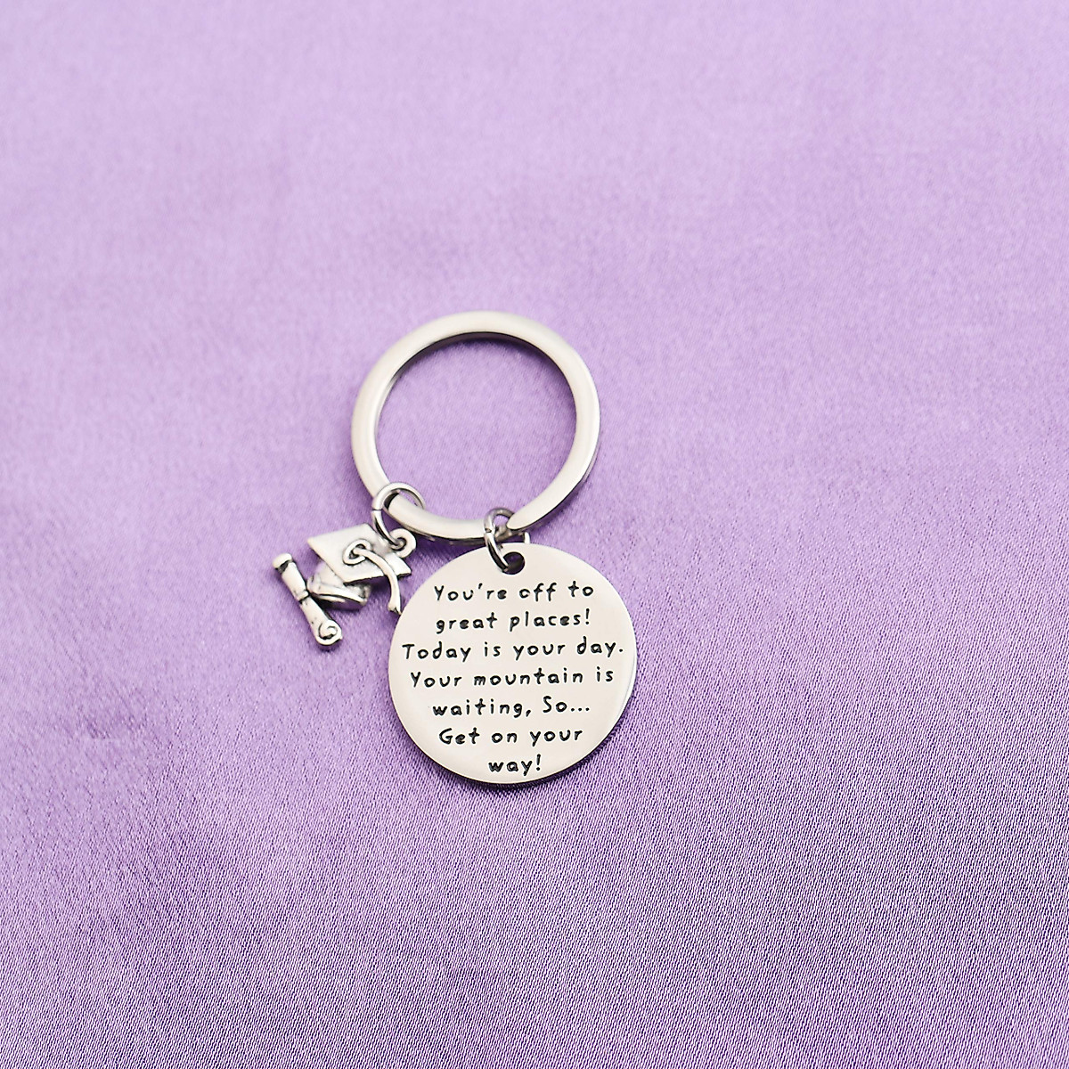 TGBJE Class Graduation Gift You’re Off to Great Places Keychain Mountain Quote Graduation Keychain Students Graduation Gift (Off To Great Places)