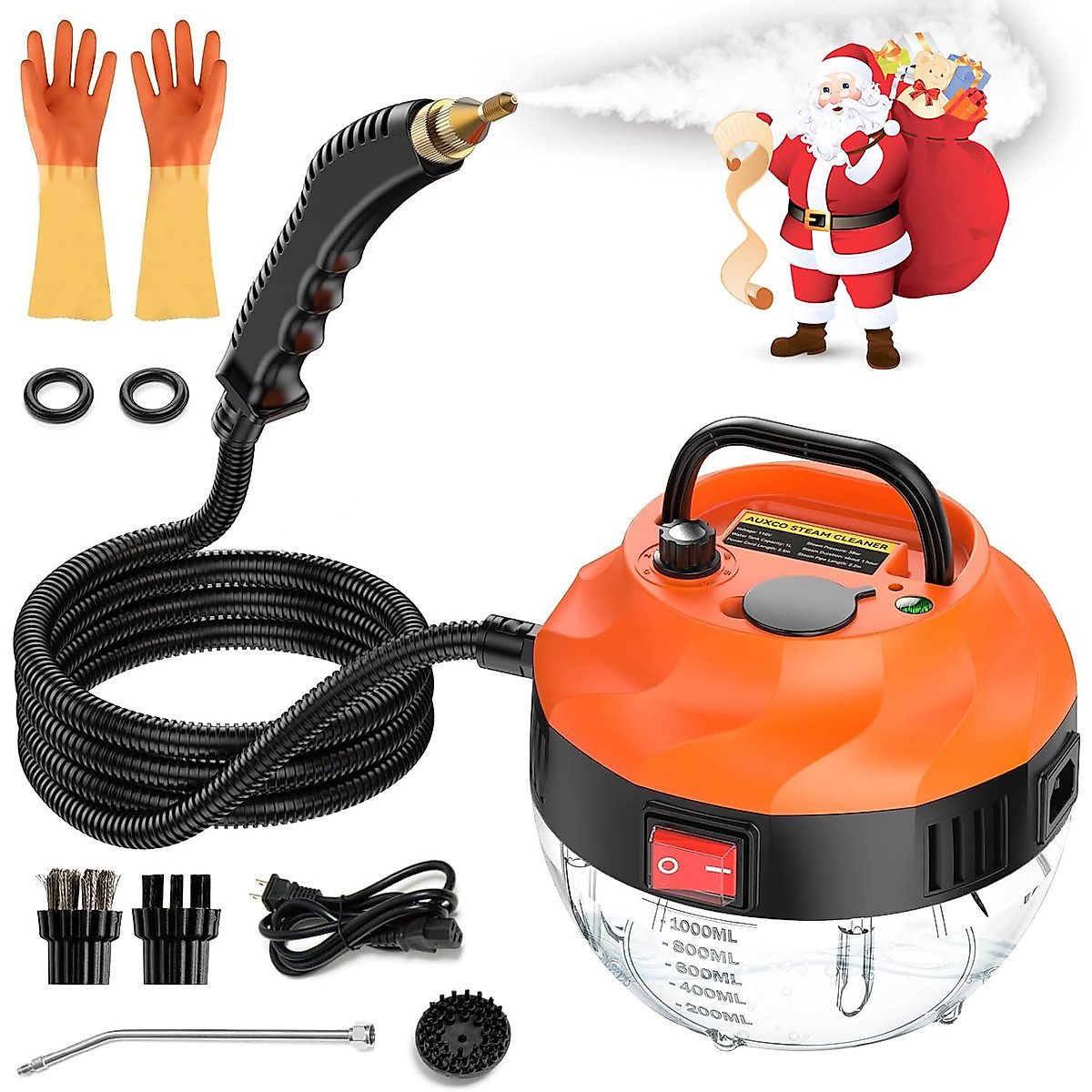 AUXCO 2500W Steam Cleaner, High Pressure Steamer for Cleaning, Portable Handheld Steam Cleaners for Home Use, Steamer for Car Detailing, Steam Cleaner for Upholstery, Kitchen, Bathroom, Grout and Tile