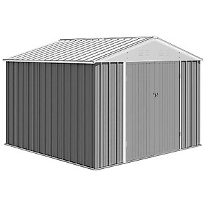 Zstar Metal Outdoor Storage Shed 7.5 x 8.5 FT, Waterproof Metal Garden Sheds with Updated Frame Structure & Lockable Double Door, Utility and Tool Garden Shed for Backyard, Garden, Patio, Grey