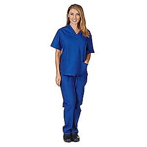 Natural Uniforms Women's Scrub Set Medical Scrub Tops and Pants - Pack of 2 Set (4X-Large, Dark Royal Blue)