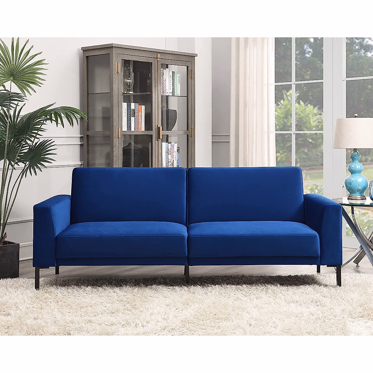 STP-Y Velvet Convertible Upholstered Convertible Folding Futon Couch Sofa Bed, Foldable Loveseat, Loveseats Furniture for Compact Small Space, Dorm, Living Room Apartment, Office