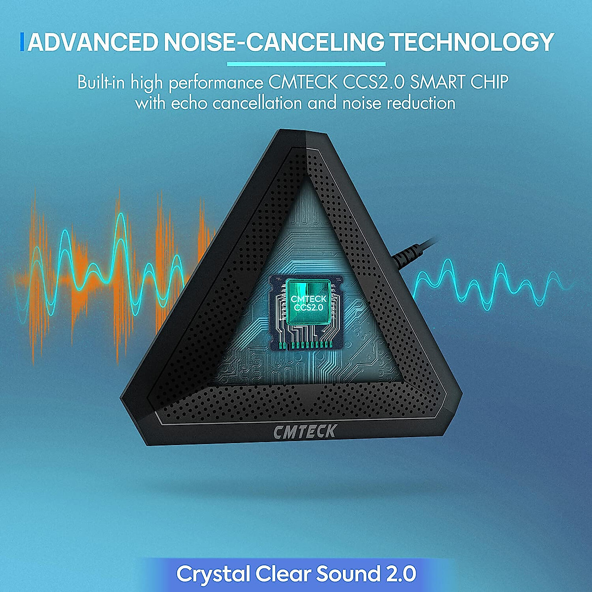 CMTECK Conference USB Microphone, Mute Button, Omnidirectional Condenser Boundary Mic for Recording, Streaming, Gaming, Skype (Windows/macOS)-Without Speaker