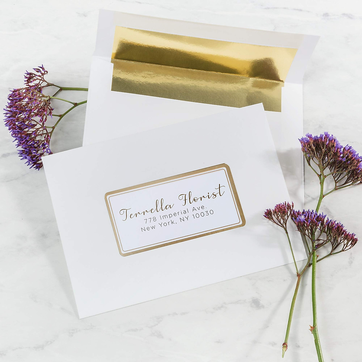 Avery Printable Shipping Labels, 2" x 4", Matte White with Gold Border, 100 Blank Mailing Labels (6541)