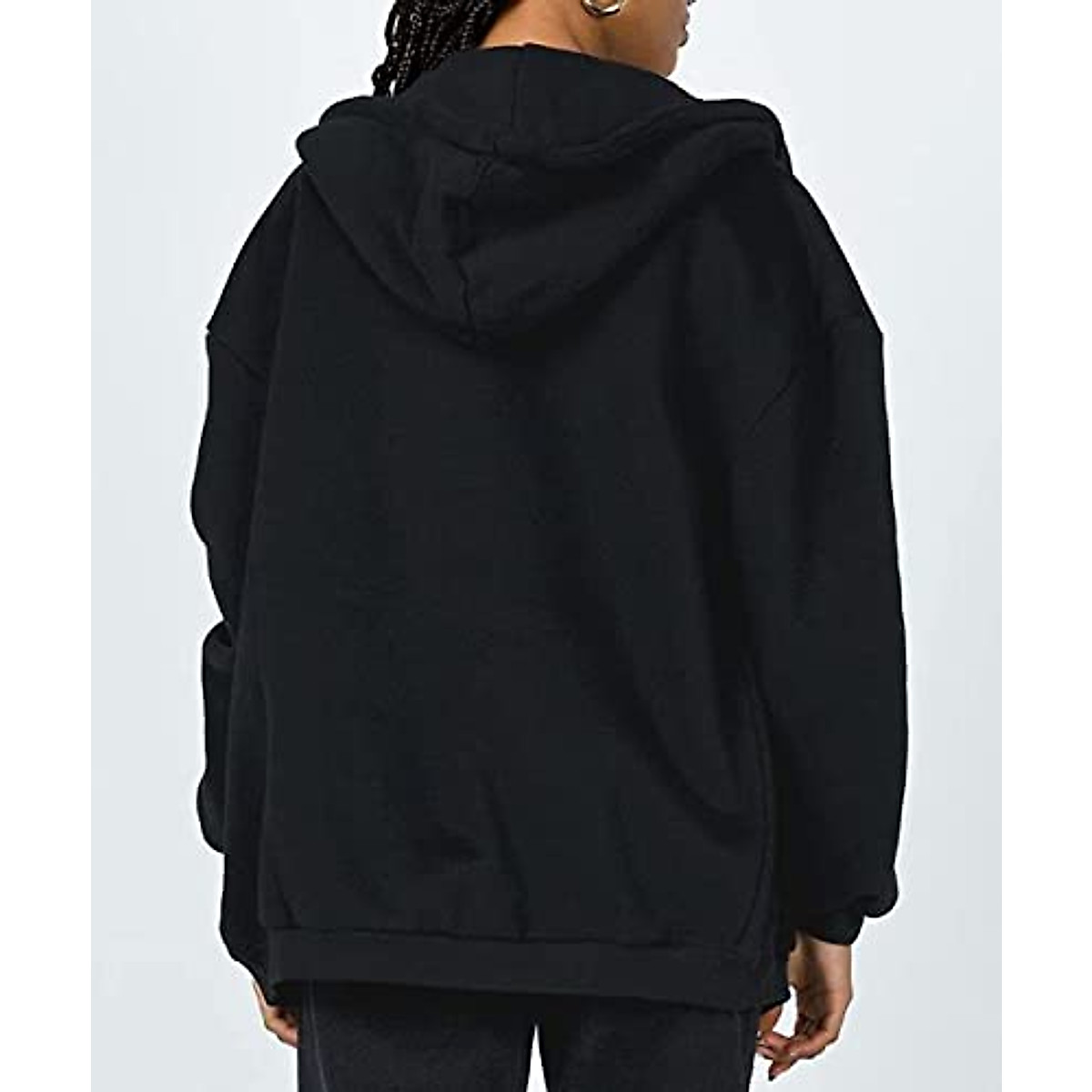 Trendy Queen Hoodies for Women Fall Clothes 2023 Zip up Oversized Sweatshirt Fleece Jackets Long Sleeve Comfy Winter Clothes Teen Girls Fashion Cute Y2K Clothing Black