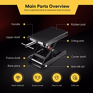 VIVOHOME Motorcycle Lift Scissor Jack Steel Wide Deck Hoist Crank Center Stand 1100 LBS Capacity for Motorcycles, ATVs, Dirt Bikes Black