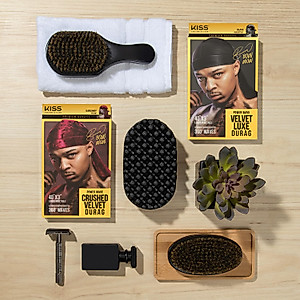 KISS COLORS & CARE Power Wave Velvet Luxe Durag - Black, Breathable, Stretchy Velvet Fabric Ideal For Wave Formation & Overnight Comfort, Stylish & Practical For All Hair Types, 0.13 pounds