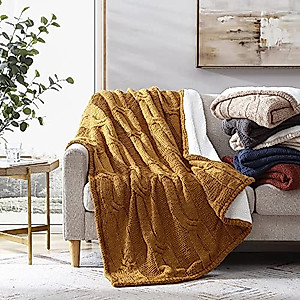 Modern Threads Cable Knit/Sherpa Throw Aspen Natural