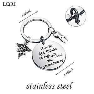 LQRI DA Gift Dental Assistant Keychain I Can Do All Things Through Christ Who Strengthens Me Keychain Dental Assistant Jewelry Dentist Gift DA Graduation Gift (sliver)