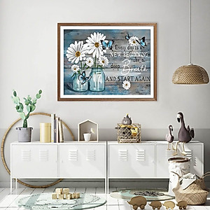 Diamond Painting Kits for Adults - Daisy Diamond Art Kits for Adults Beginner, Inspirational DIY Full Drill Diamond Dots Paintings with Diamonds 5D Gem Art and Crafts Home Wall Decor 16x12inch