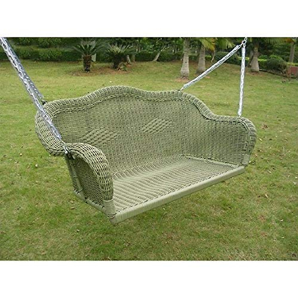 International Caravan Furniture Piece Resin Wicker Hanging Loveseat Swing