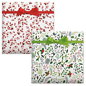 Cardinal Flat Christmas Gift Wrap Sheets - Set of 8 Sheets Holiday Wrapping Paper, 22 by 34 Inch Sheets, Easy Storage