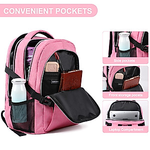 ANKUER Backpacks for Women, Backpack Fits Up 15.6 in Laptop Backpack for Travel, Backpacks with USB Charging Port, Work Business Backpack for School (Pink)