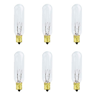 Xtricity 15W Incandescent Exit Sign and Himalayan Salt Lamp Light Bulb, T6, E12 Candelabra Base, Dimmable, 145V, (6 Pack)