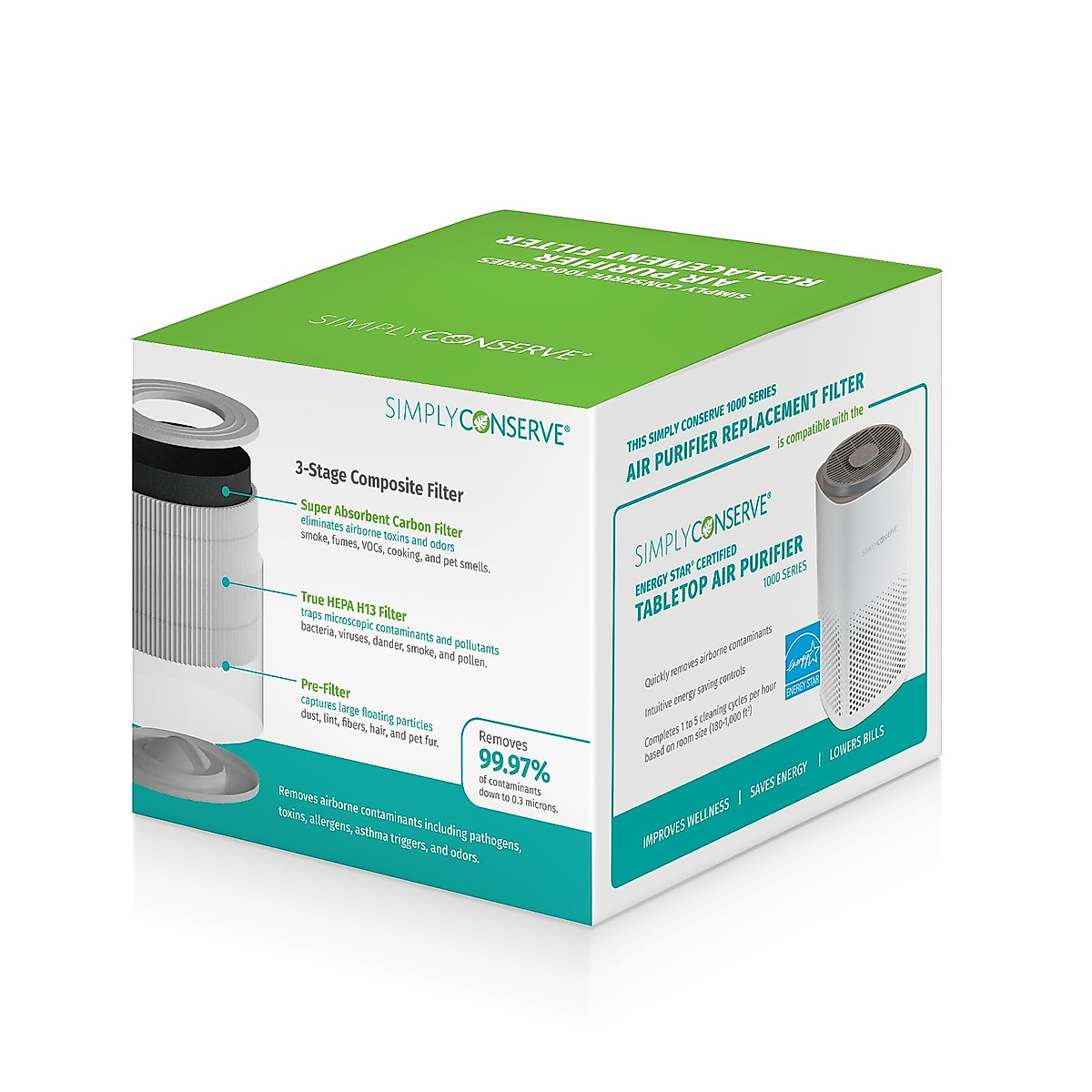 Simply Conserve 1000 Series Tabletop Air Purifier 3-Stage Replacement Filter