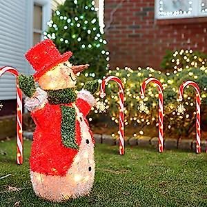 Christmas Candy Cane Solar Lights with SnowflakesCandy Cane Lights Set of 8,Red and White Yard Lights for Holiday Xmas Indoor Courtyard Patio Garden Walkway