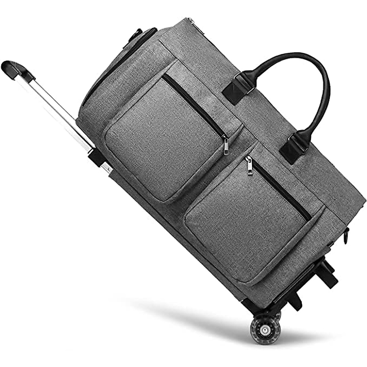 Rolling Garment Bags,Garment Bag with Wheels Travel Garment Bag with Shoe Compartment Rolling Duffle Bag with Wheels Trolley Suit Bag Overnight Weekender Bags for Women or Men-Grey