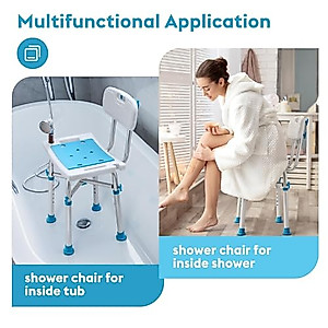 Health Line Massage Products Shower Stool for Narrow Bathtub, Small Bath Chair for Inside Shower, Heavy Duty Padded Shower Tub Seat for Bariatric, Seniors, Disabled, Handicap (Reinforced 500LB)