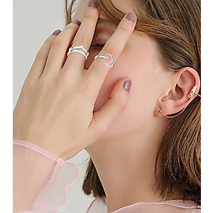 KOHOTA 12PCS Adjustable Knuckle Rings for Women 14K Gold Plated Silver Simple Stacking Rings Pack Open Knot Star Moon Butterfly Dainty Thumb Ring Set for Women