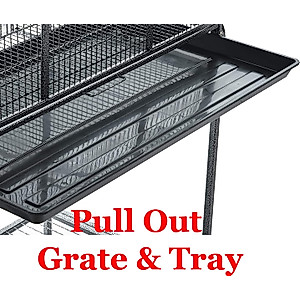 Two Story Extra Large 30.5"x19"x55"H 4-Level Double Front Doors Chew Free Feisty Ferret Chinchilla Small Animal Home Wrought Iron Cage Tight 1/2-inch Bar Spacing Rolling Stand Hammock