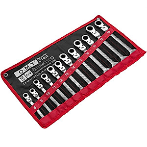 TOPDEEP Ratcheting Combination Wrench Set, 12 Piece 8-19mm Metric Flex Head Ratcheting Wrench, Chrome Vanadium Steel Ratcheting Spanner Wrench with Carrying Bag