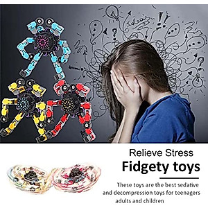 Interesting Sensory fingertip Spinning Toy, Finger Spinning Toy Spinning top Toy, with deformable Chain, Mechanical Spiral Twister, fingertip gyro, Children's Adult Decompression Toy (4)