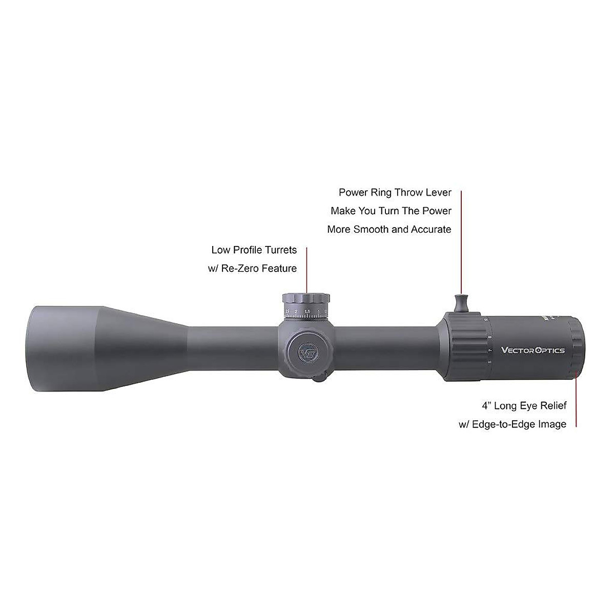 Vector Optics Marksman 6-24x50 mm First Focal Plane (FFP) 1/10 MIL Hunting Riflescope with VPA-MF Reticle, 30mm Tactical Mount Rings, Lens Covers and Honeycomb Sunshade