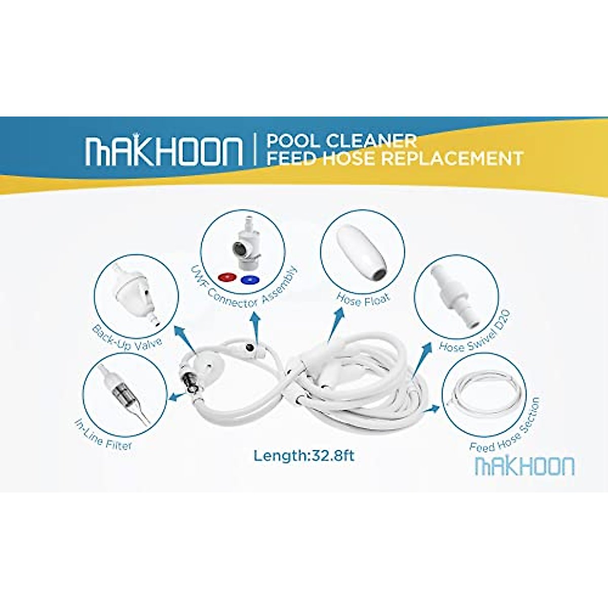 [Upgraded] Makhoon Pool Cleaner Feed Hose Replacement for Zodiac Polaris 280 380 180 3900 Pool Cleaner Feed Hose G5(Not Compatible with polaris 360)