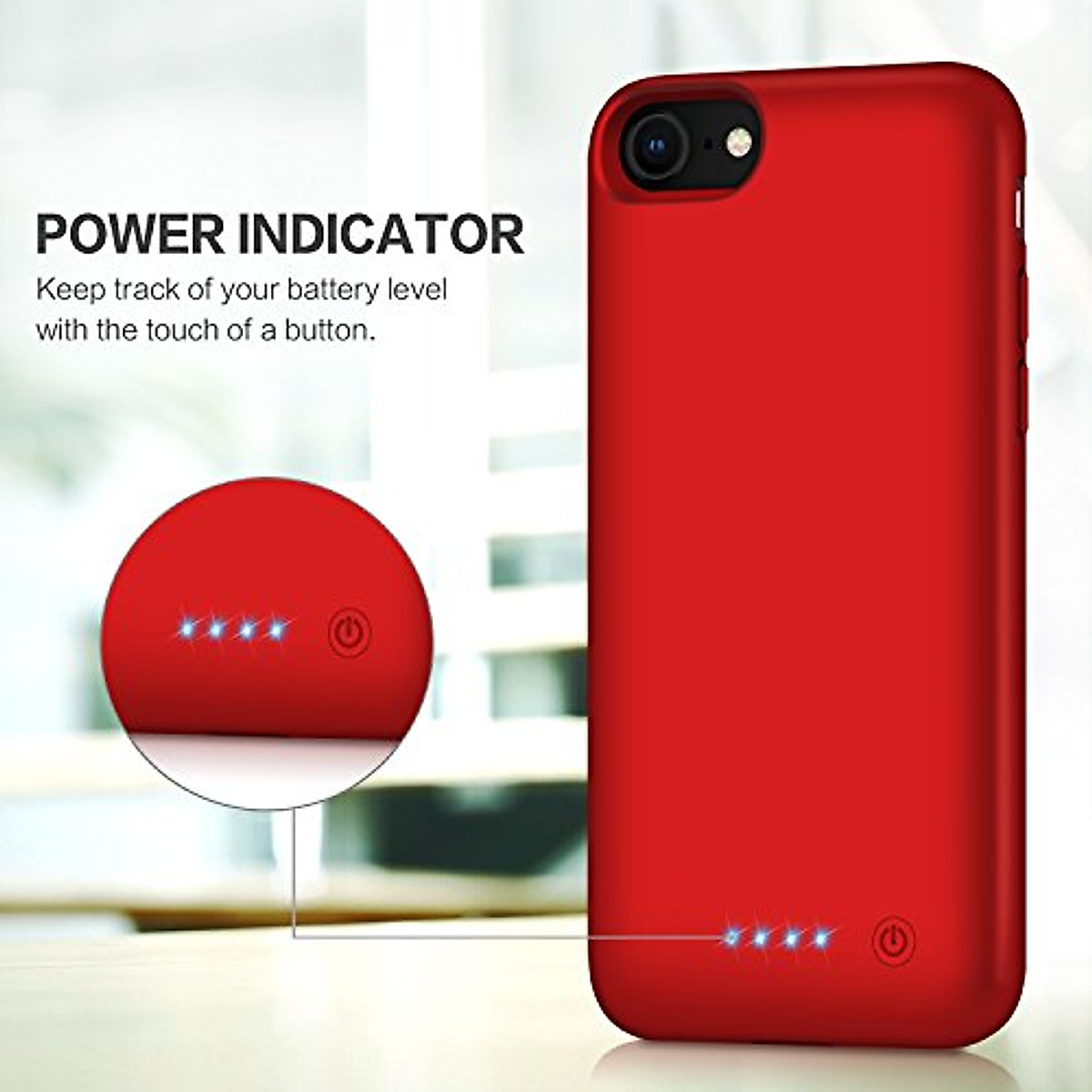 Battery Case for iPhone 8/7/6s/6/SE(2020),[6000mAh] Protective Portable Charging Case Rechargeable Charger Case Extended Battery Pack for Apple iPhone 8/7/6s/6/SE(2020) (4.7inch)-Red