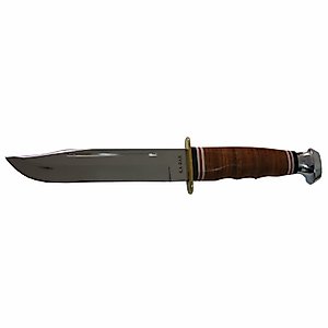 KA-BAR Marine Hunter, Stacked Leather Handle, Leather Sheath