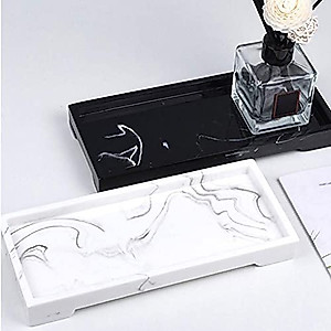 Vanity Tray Marble Effect Resin Bathroom Storage Organizer for Soaps Jewellery White