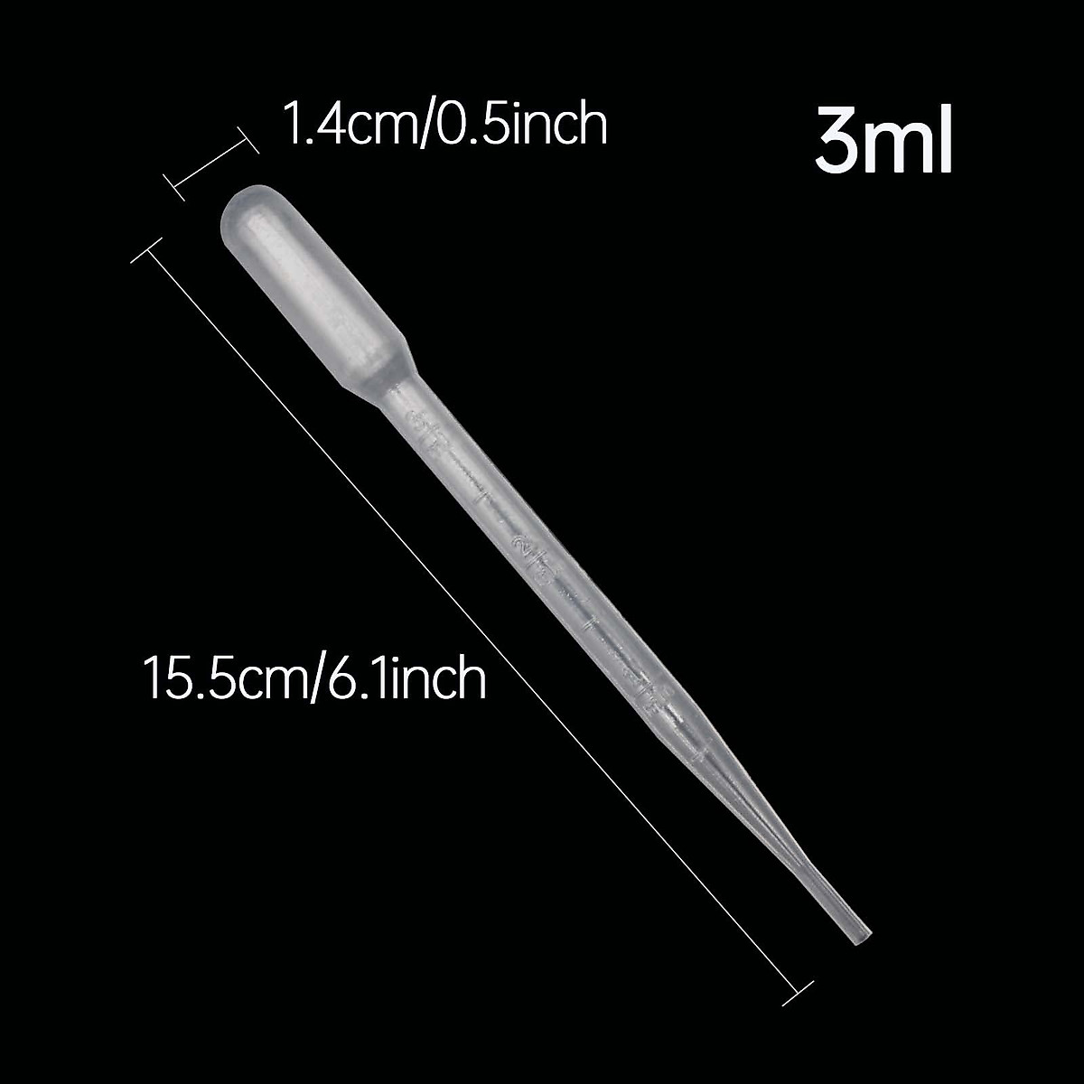 3ml Transfer Pipettes, 100PCS Plastic Disposable Transfer Pipettes Liquid Dropper Plastic Calibrated Dropper Pipetting Clear White