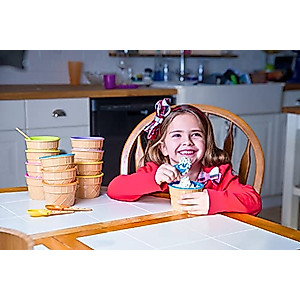 Green Direct Ice Cream Cups with Spoons/Large Plastic Dish with Spoon/Dessert Sundae Frozen Yogurt Bowls Icecream Cup Party Favors Dishes ice crem kits supplies for kids Set of 24