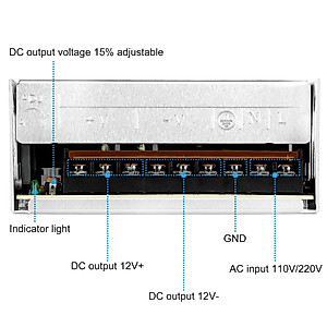 Switching Power Supply, SJHPRMXF AC 110V/220V to DC 12V 30A 360W Universal Regulated Switching Power Supply Transformer Adapter LED Driver for LED Strip, CCTV Camera System, Radio