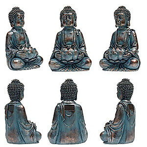 TERESA'S COLLECTIONS Meditating Buddha Statue for Garden Decor with Solar Lights, Large Resin Outdoor Statue Garden Sculpture Figurines for Home Patio Lawn Yard Decorations 12.6''