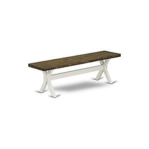 East West Furniture XB076 X-Style Mid Century Modern Dining Bench with Solid Wood Seat, 60x15x18 Inch, Multi-Color