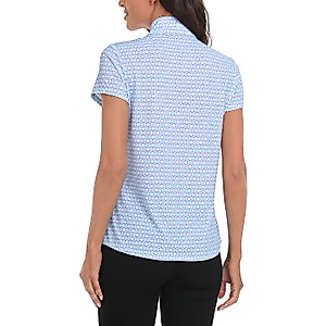 LRD Women's Golf Polo Shirts Short Sleeve Tennis Shirt UPF 30 Quarter Zip Up Mini Abstract/Pink - XS