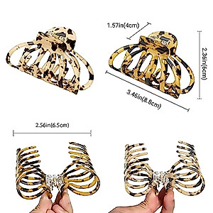 Shinowa Hair Clips, 2-Pack Bohemian Tortoise Shell Hair Claw Clips Strong Hold Big Hair Jaw Clips for Thick Hair, Hair Accessories for Women Girls, Leopard