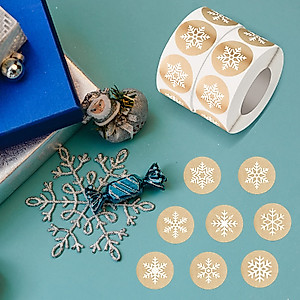 1000 Pieces 1.5 Inch Snowflake Stickers Christmas Envelope Seal Holiday Stickers Xmas Snowflake Seals Round Christmas Sticker Envelope Seal Decals for Christmas Winter Party Decor, 8 Styles