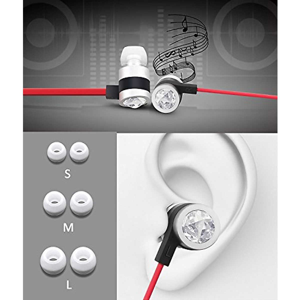 LUXEAR Earbuds with Microphone, in-Ear Stereo Headset Earphones with Remote Control Clear Sound, Noise-isolating, Ergonomic Comfort-fit, for All Android Smartphone(Red)