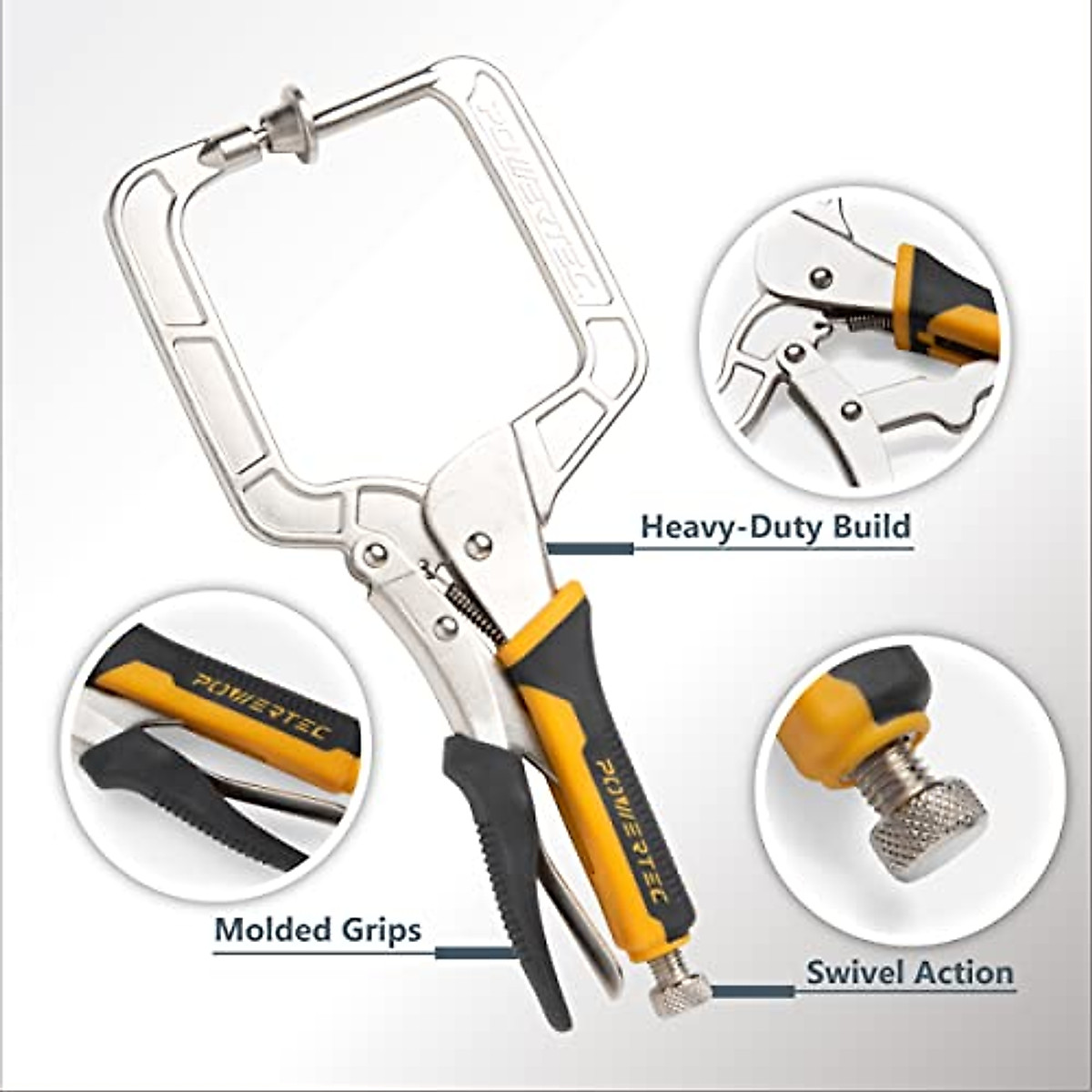 POWERTEC 71744 Quick Release 12” Right Angle Pocket Hole Clamps for Pocket Hole Joint Assembly, Woodworking & Welding, 2 PK