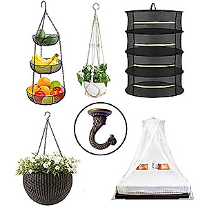 3 Sets Large Swag Ceiling Hooks Heavy Duty Swag Hook with Hardware for Hanging Plants Ceiling Installation Cavity Wall Fixing (3, Antique Brass)