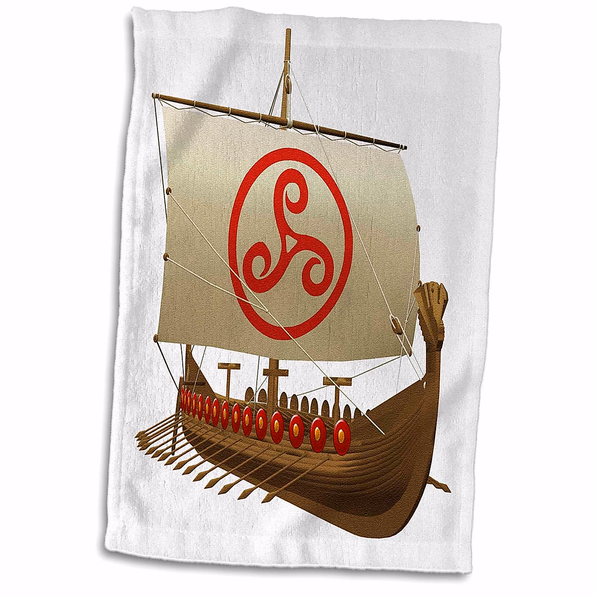3D Rose A Viking Ship with sail Against a White Background TWL_180529_1 Towel, 15" x 22", Multicolor