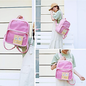 UULMBUJ Ita Backpack Purse, Cute Clear Shoulder Bag Transparent Kawaii Daypack Travel Bag for Pins Display, Blue