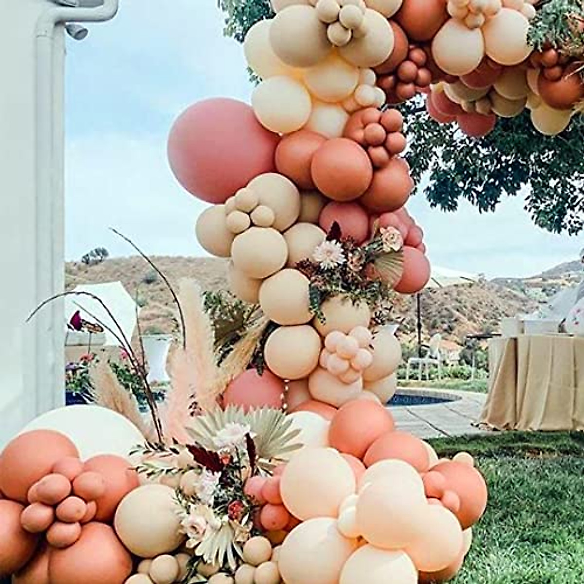 Dusty Rose Pink Balloon Arch Kit Nude Blush Gold Double Stuffed Balloon Garland 121 Latex Pastel Neutral Balloons for Gender Reveal, Baby Shower Bridal Engagement, Boho Wedding baptism Party