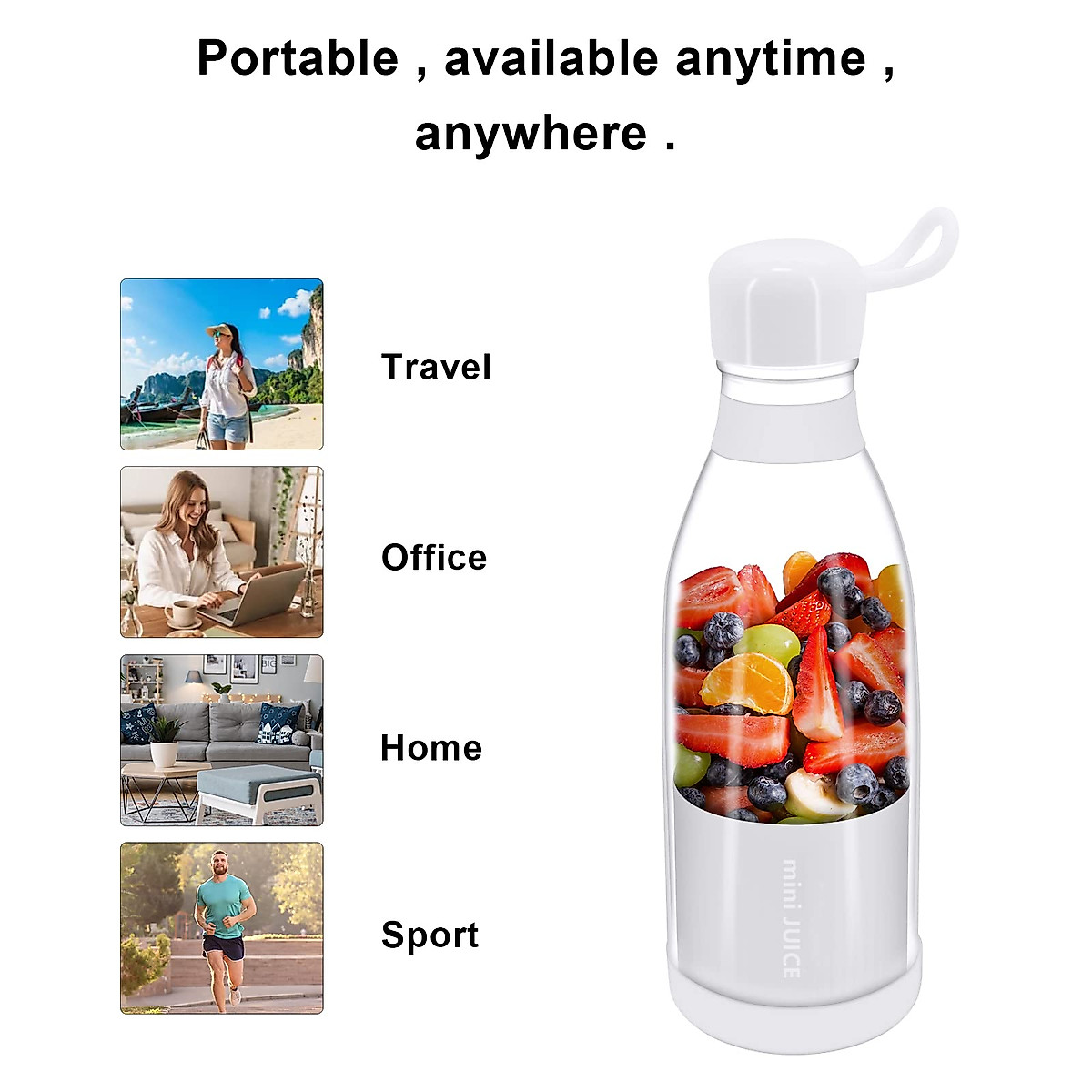 Bemodst Portable Blender, Personal Blender for Shakes and Smoothies, Rechargeable personal mixer,Stronger and Faster,Mini Handheld Fresh Juice Blender Cup for Travel Sports Kitchen, White