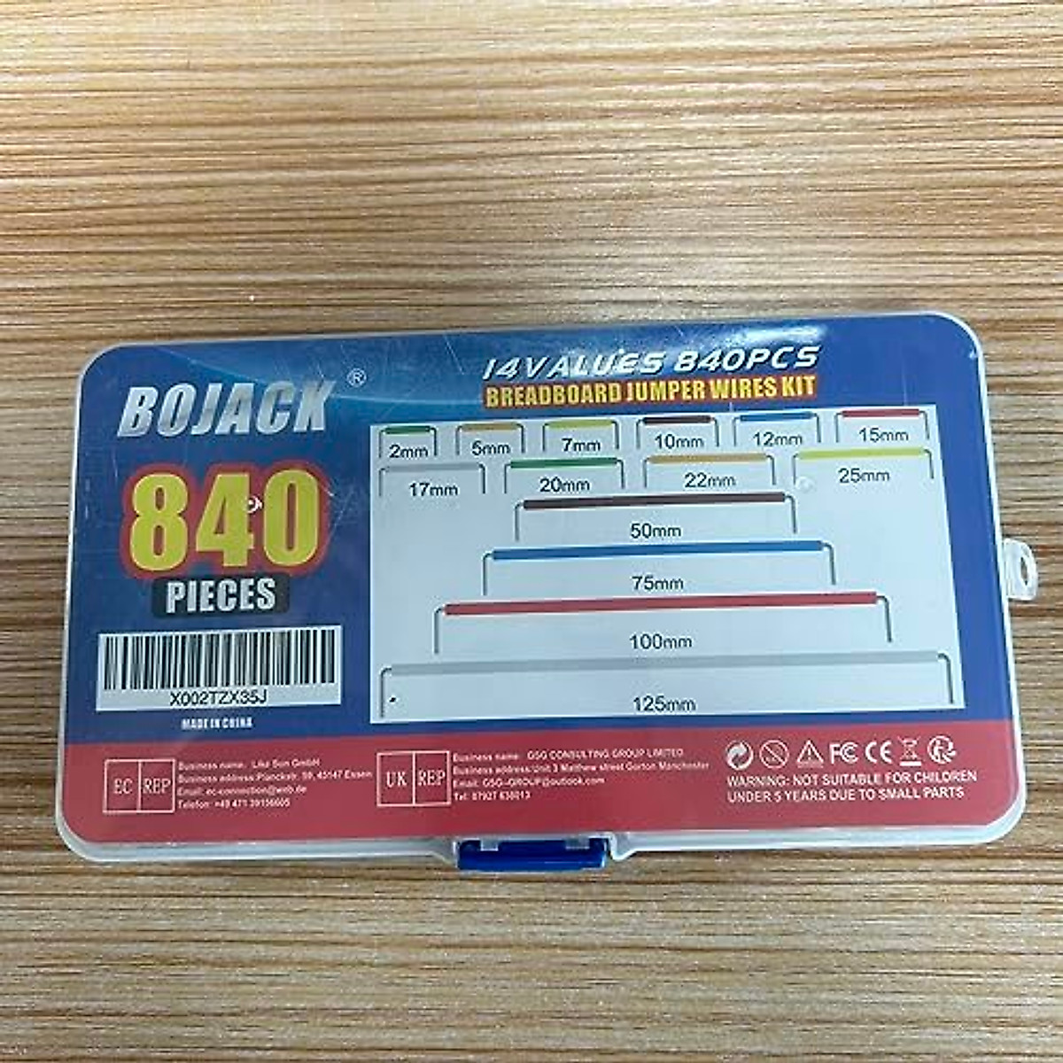 BOJACK 14 Vaules 840 pcs 2-125mm Solderless Flexible Breadboard Connecting Line Cables Breadboard Jumper Wires kit