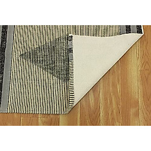 Casavani Hand Block Printed Area Rug Geometric Gray & Black Cotton Dhurrie Best Uses For Bedroom,Dining Room,Living Room,Balcony,Purch 4x6 5x8 6x9 Feet 4x12 Feet Runner