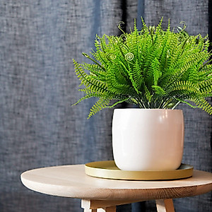 Uieke 6 PCS Artificial Plants Greenery, Fake Boston Fern Plants Bushes Faux Outdoor UV Resistant Daffodils Greenery Shrubs Plastic Plants for Indoor Outside Hanging Planter Home Garden Decor (Green)